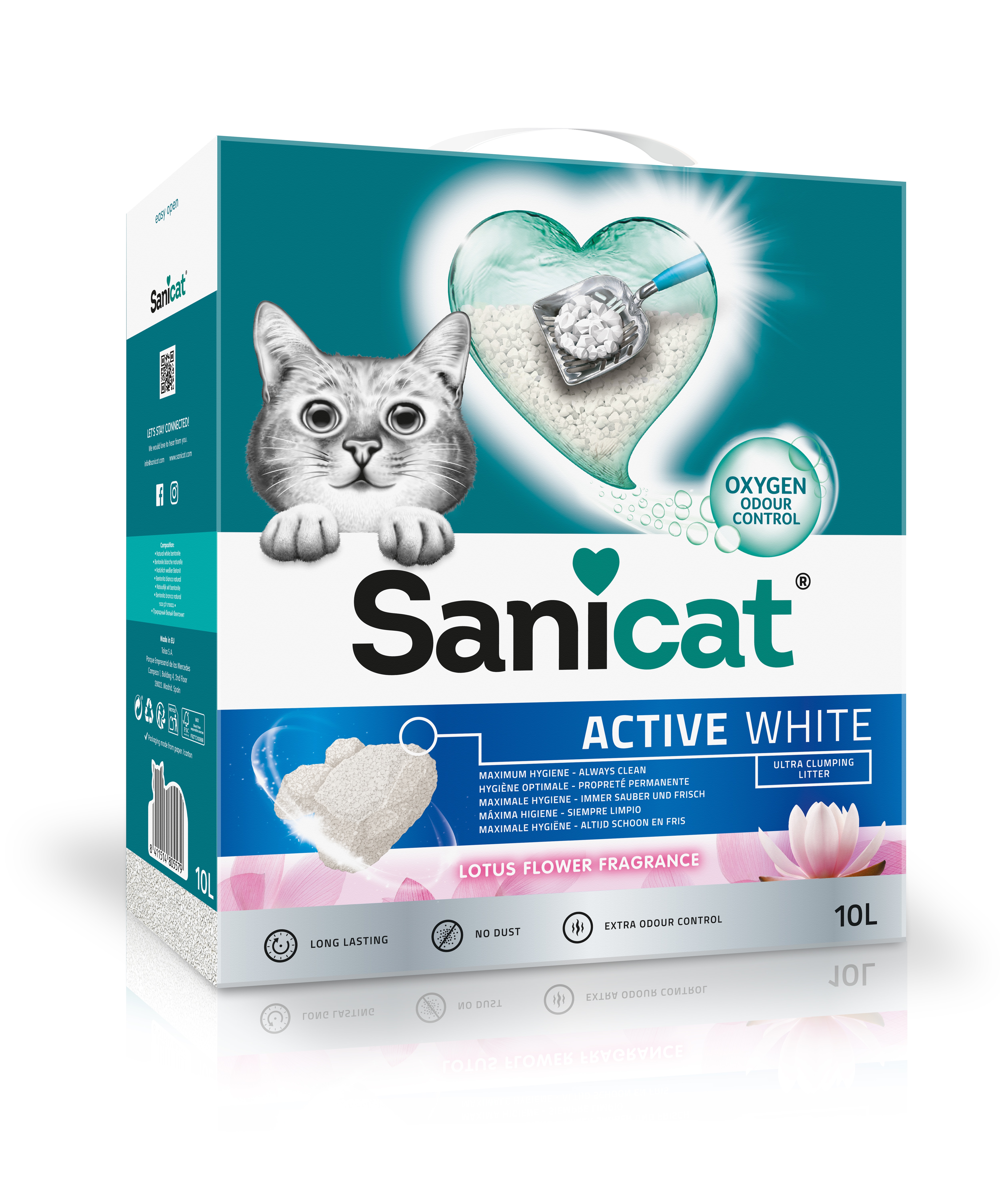 Sanicat Active lettiera per gatti bianca profumata di loto - 10 litri